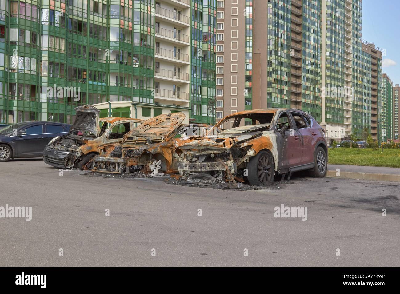 city burned cars, some details after a fire in one of the city's ...
