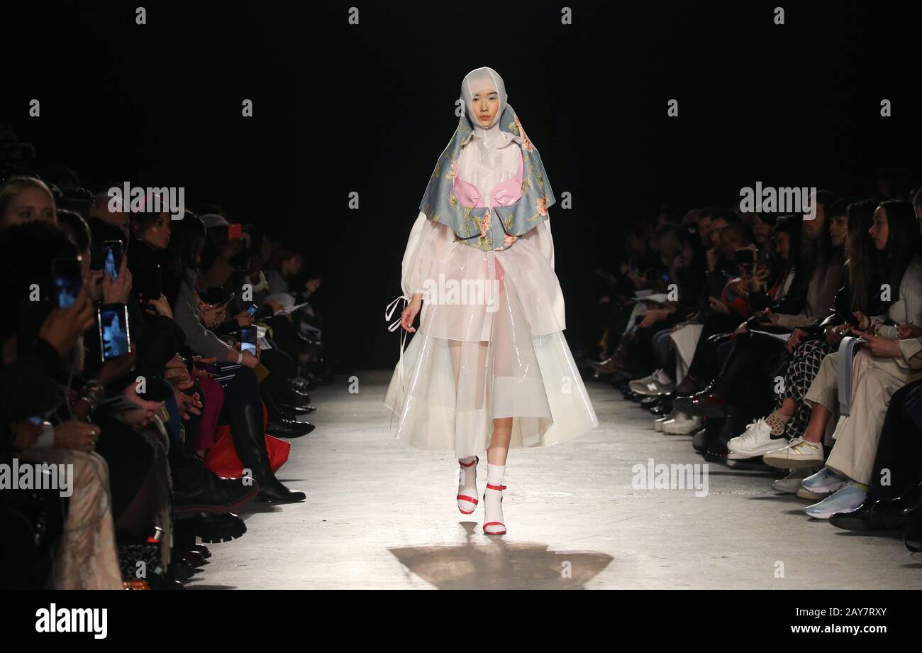 Models on the catwalk during the University of Westminster BA show at ...