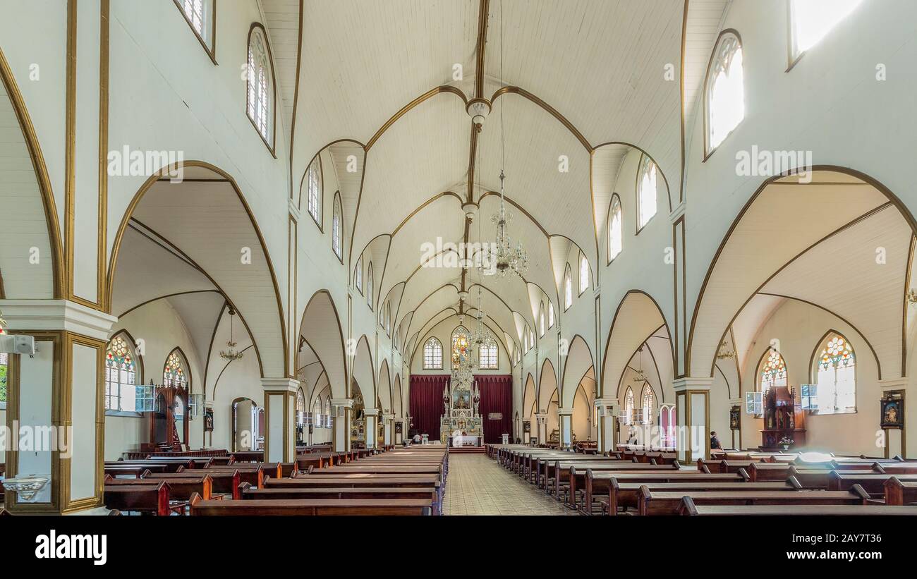 Our Lady of the Mercedes church interior Grecia village Costa Rica ...