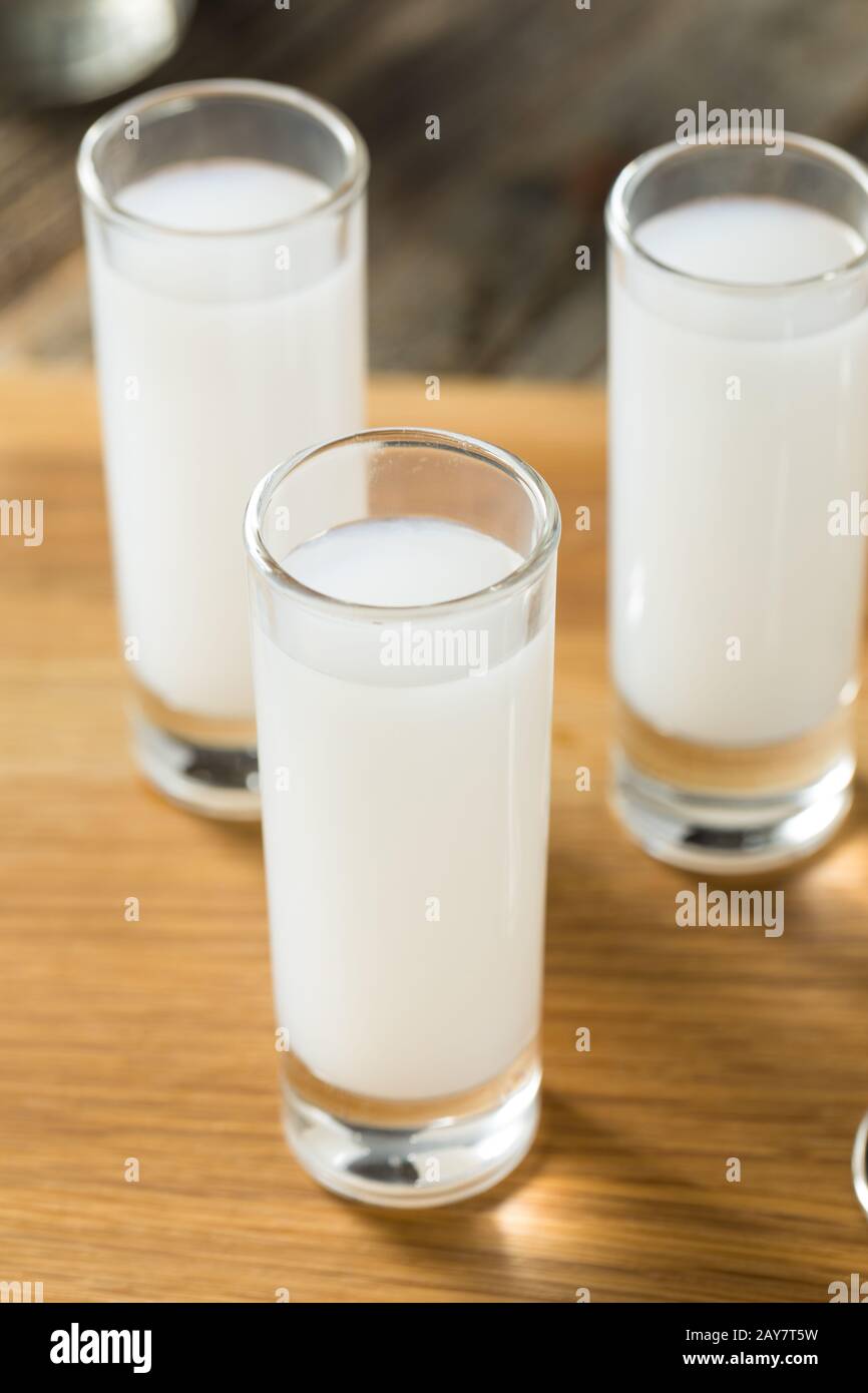 Refreshing Greek Anise Raki Drink with Water Stock Photo - Alamy