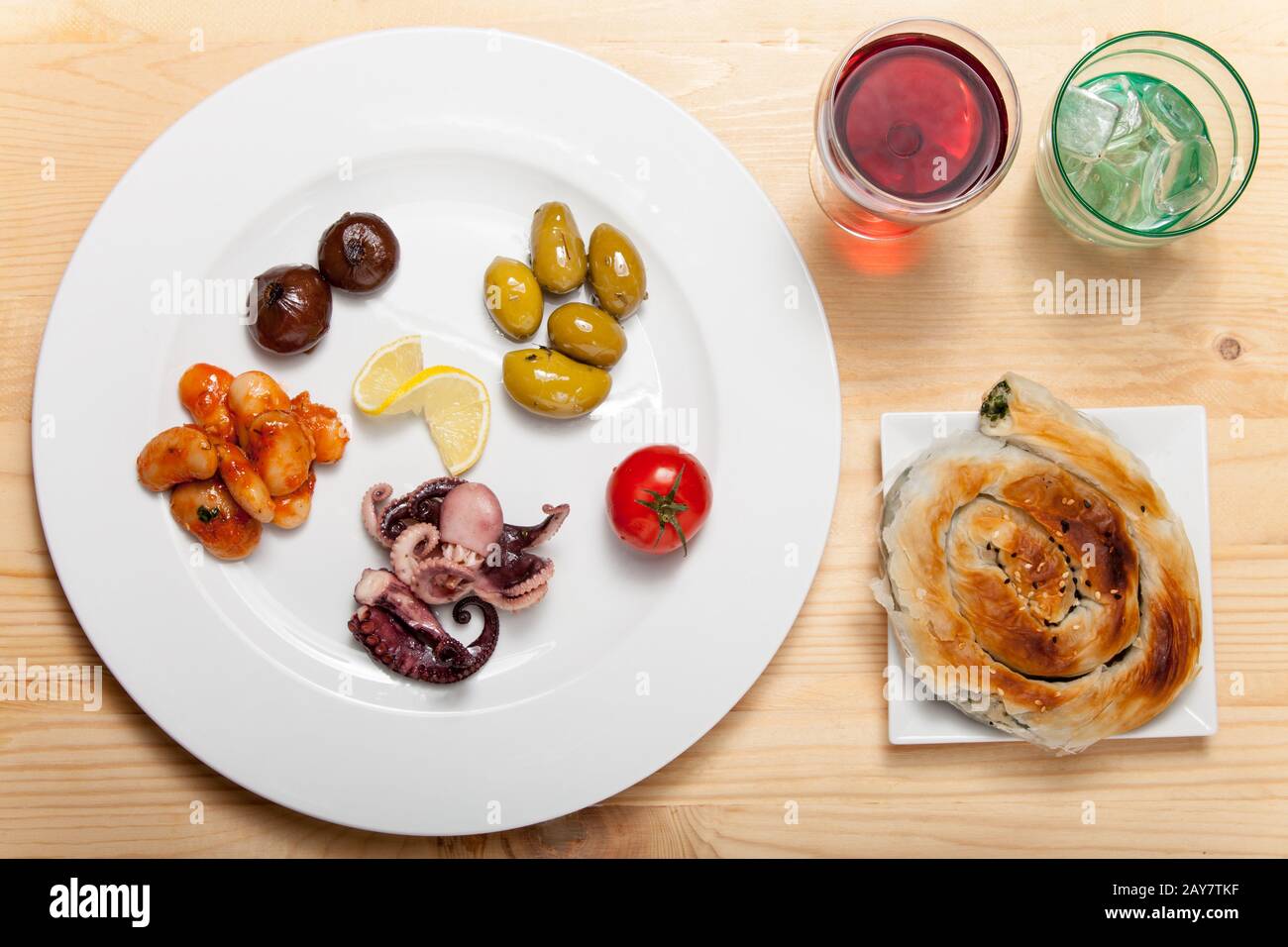Variation of Greek starters on a plate Stock Photo - Alamy