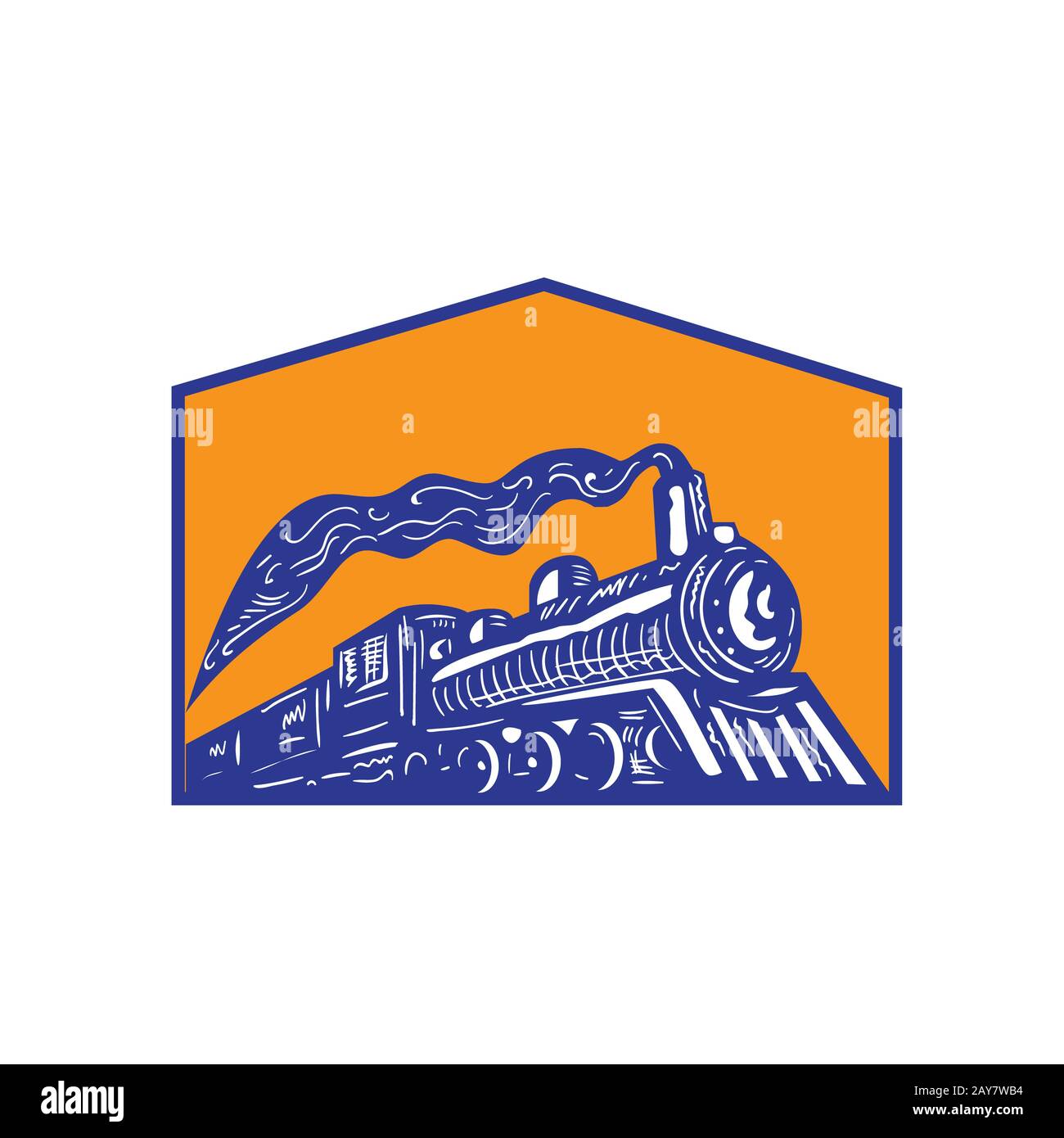 Steam Locomotive Train Coming Crest Retro Stock Photo - Alamy