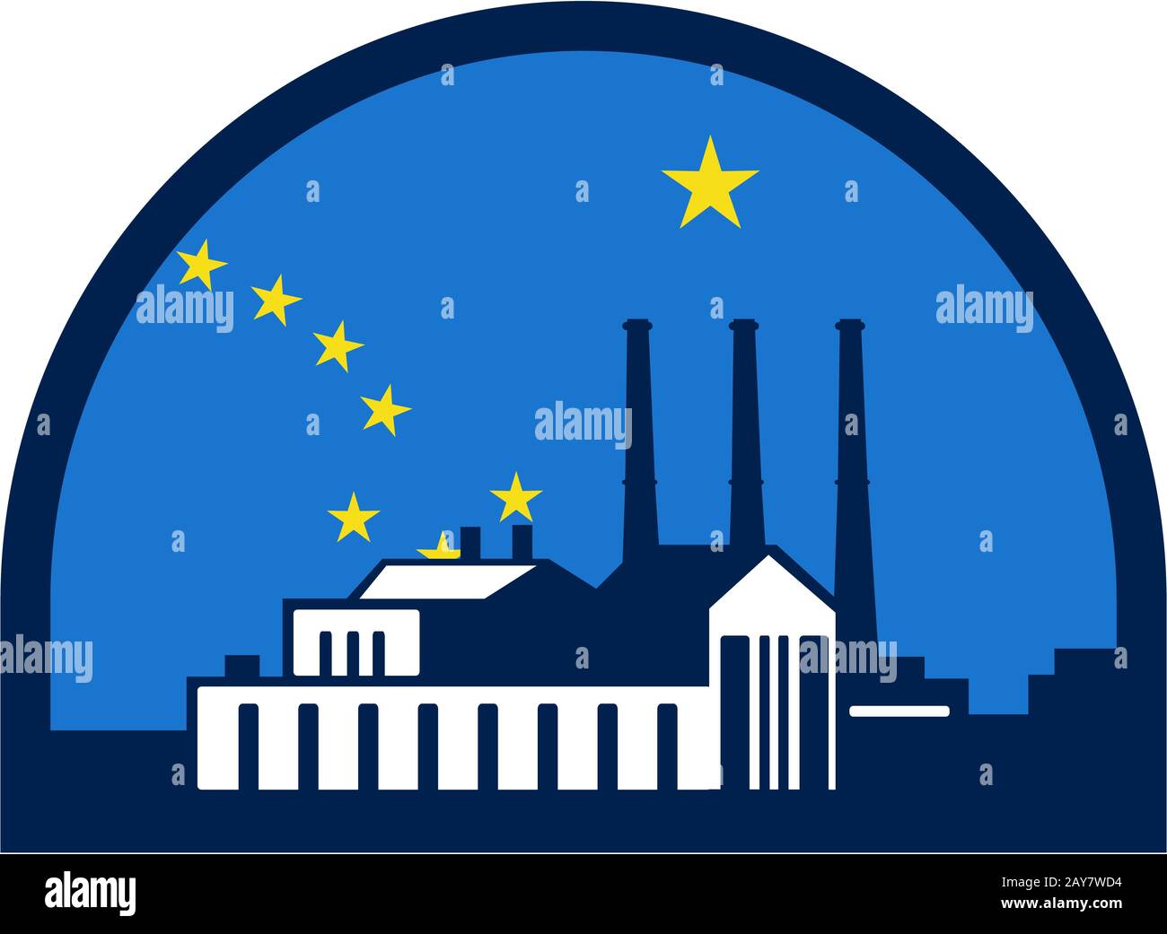 Power Plant Alaska Flag Half Circle Retro Stock Photo - Alamy