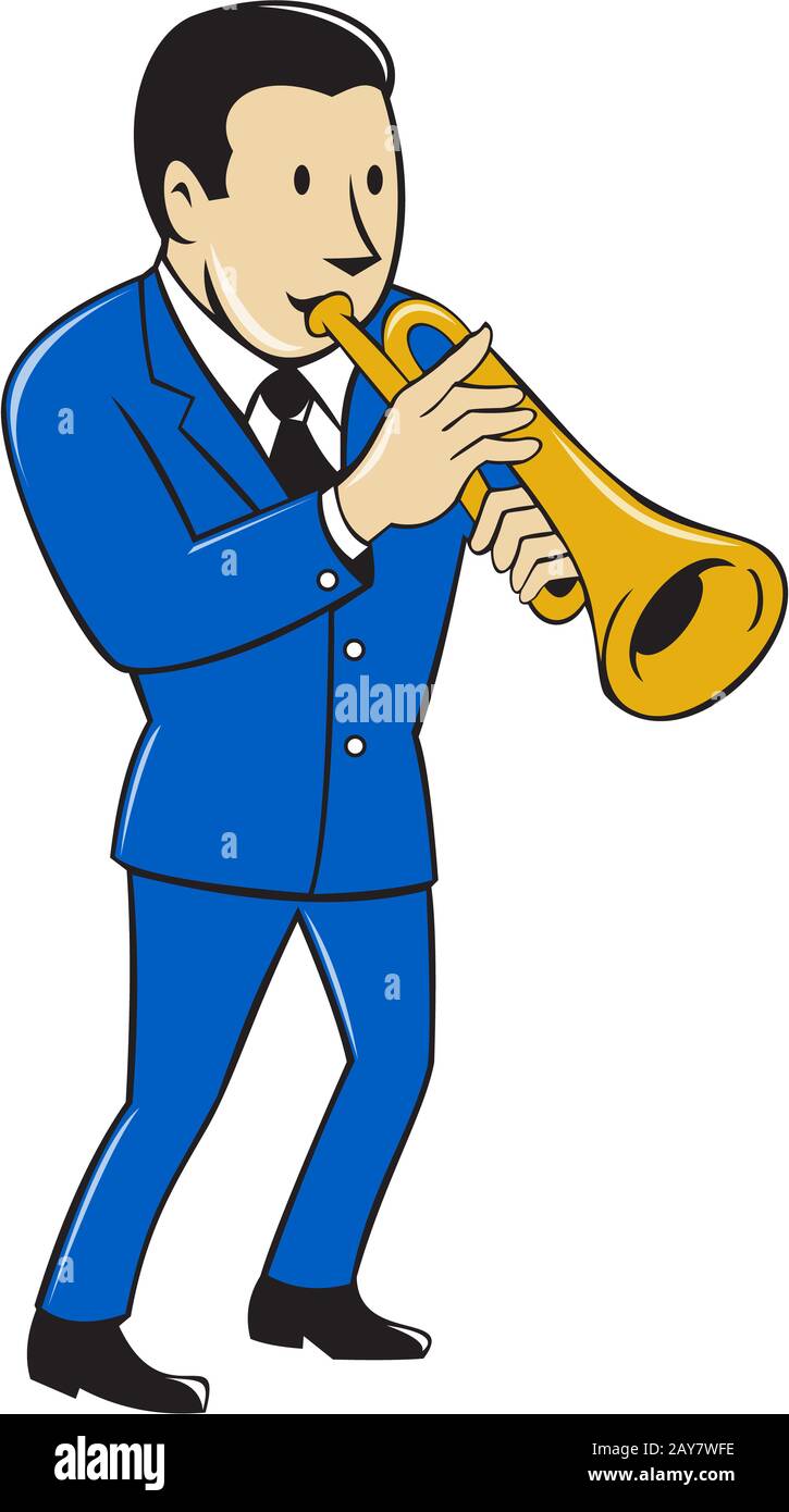Musician Playing Trumpet Cartoon Stock Photo - Alamy