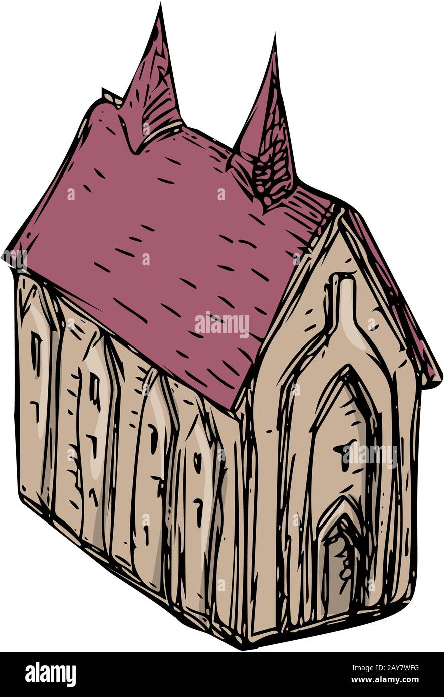 Medieval Church Drawing Stock Photo - Alamy