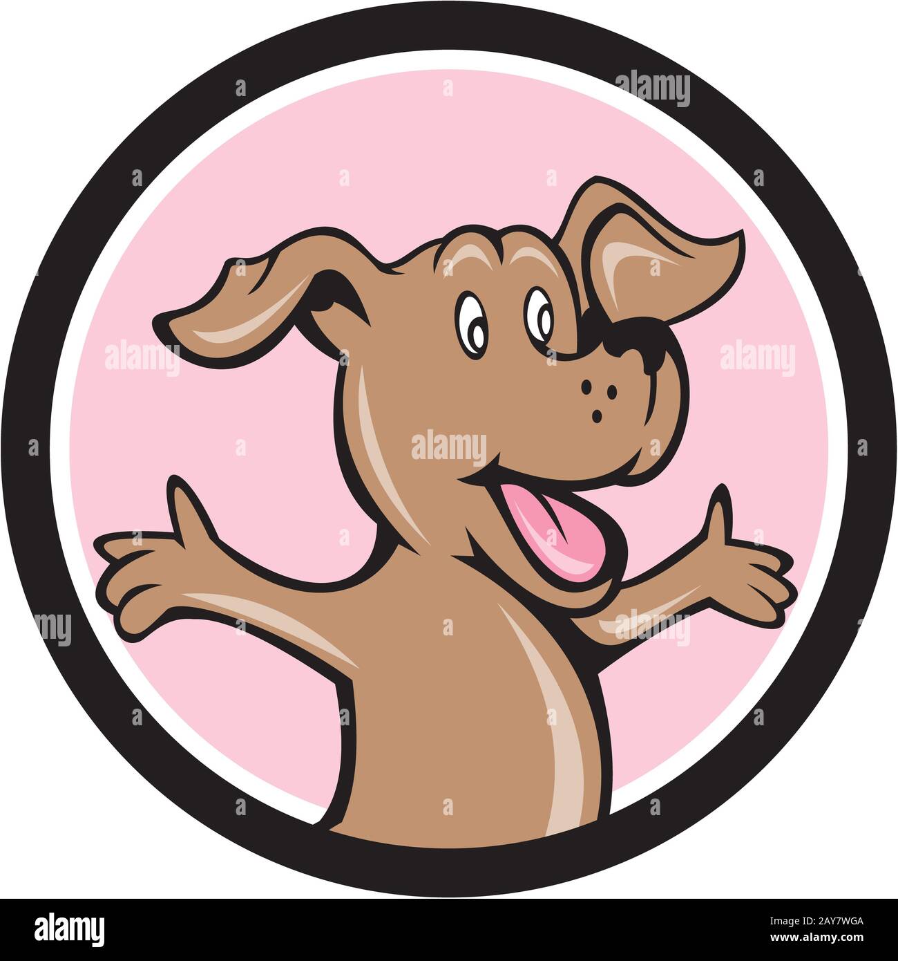 Happy Puppy Arms Out Circle Cartoon Stock Photo - Alamy