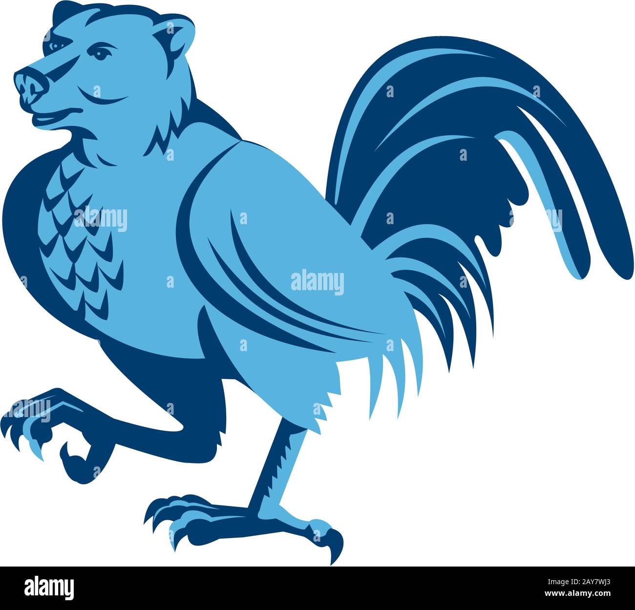 Half Bear Half Chicken Hybrid Marching Retro Stock Photo - Alamy