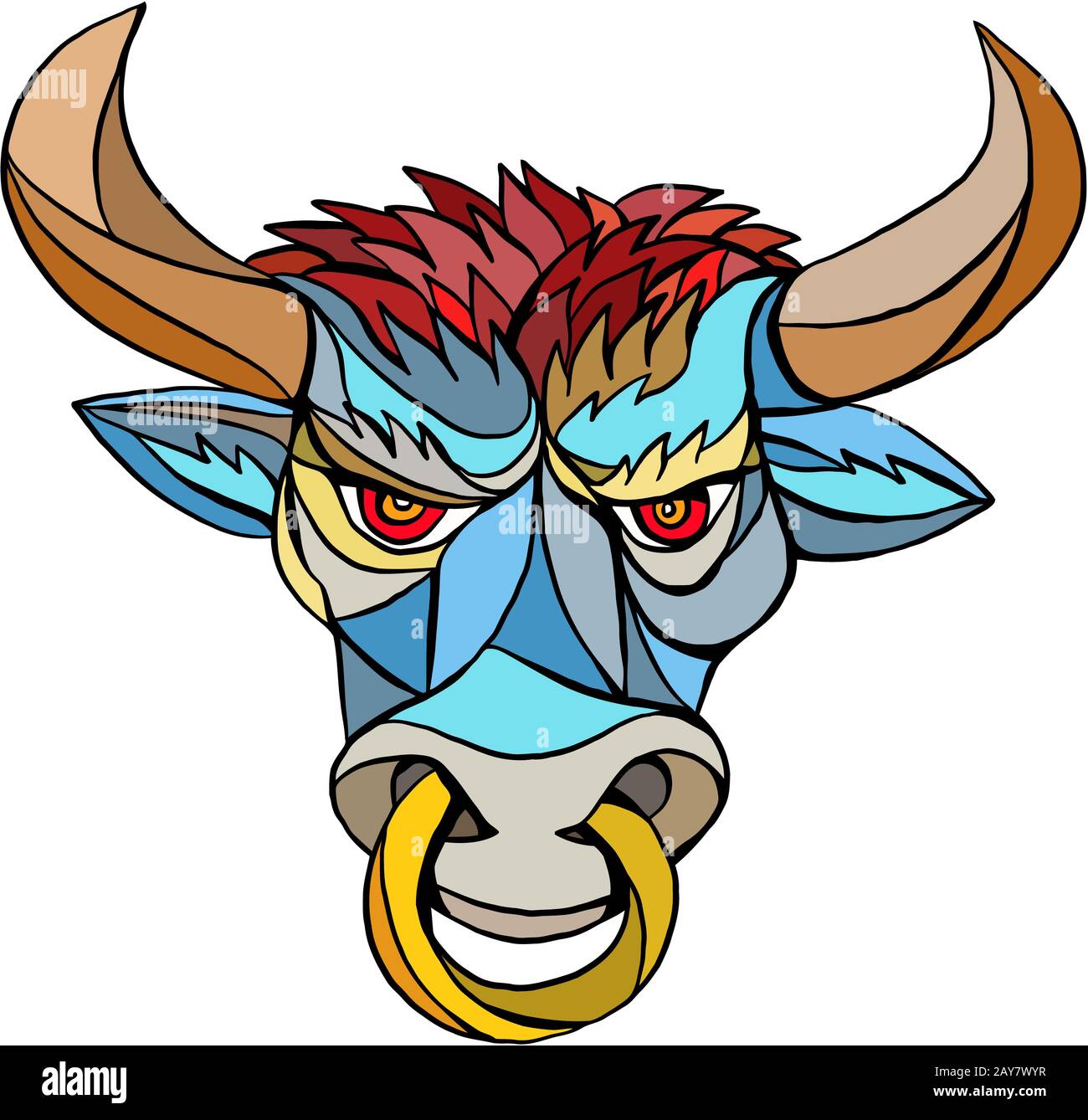 Angry Bull Head Mosaic Stock Photo - Alamy