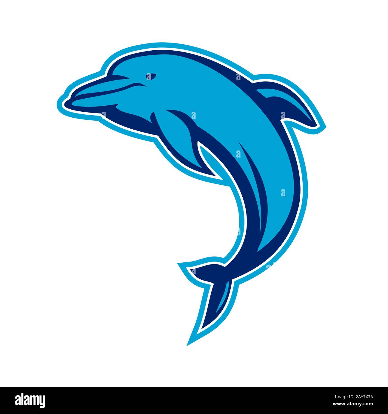 Blue Dolphin Jumping Retro Stock Photo - Alamy