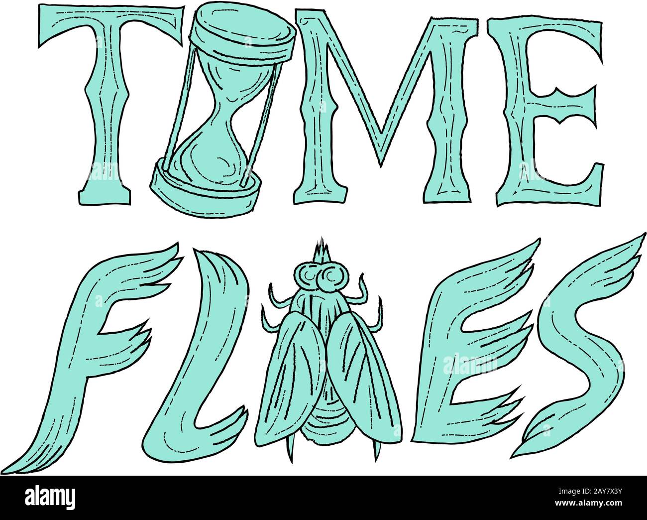 Time Flies Drawing Stock Photo - Alamy