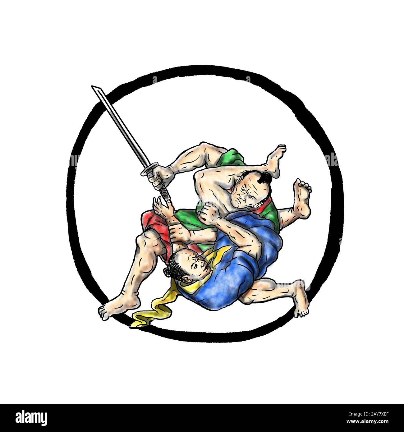 Samurai Jui Jitsu Judo Fighting Enso Tattoo Stock Photo - Alamy