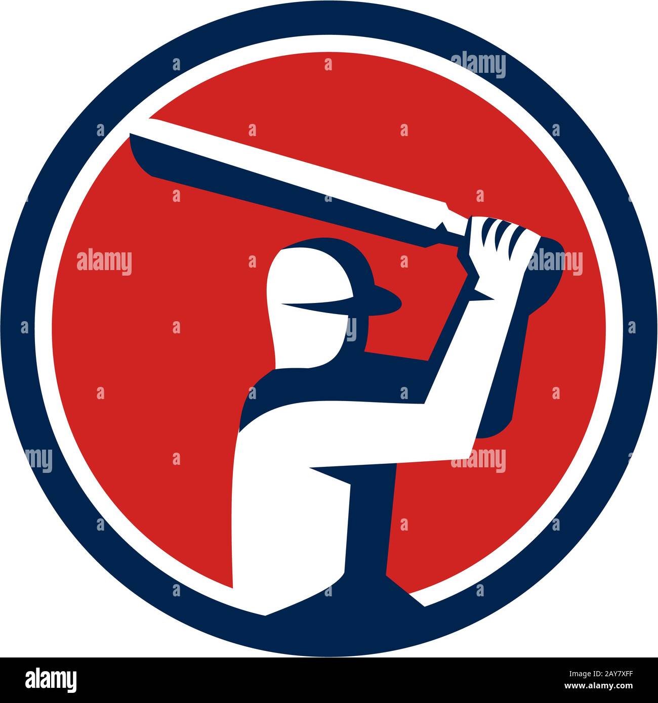 Cricket Player Batting Circle Retro Stock Photo - Alamy