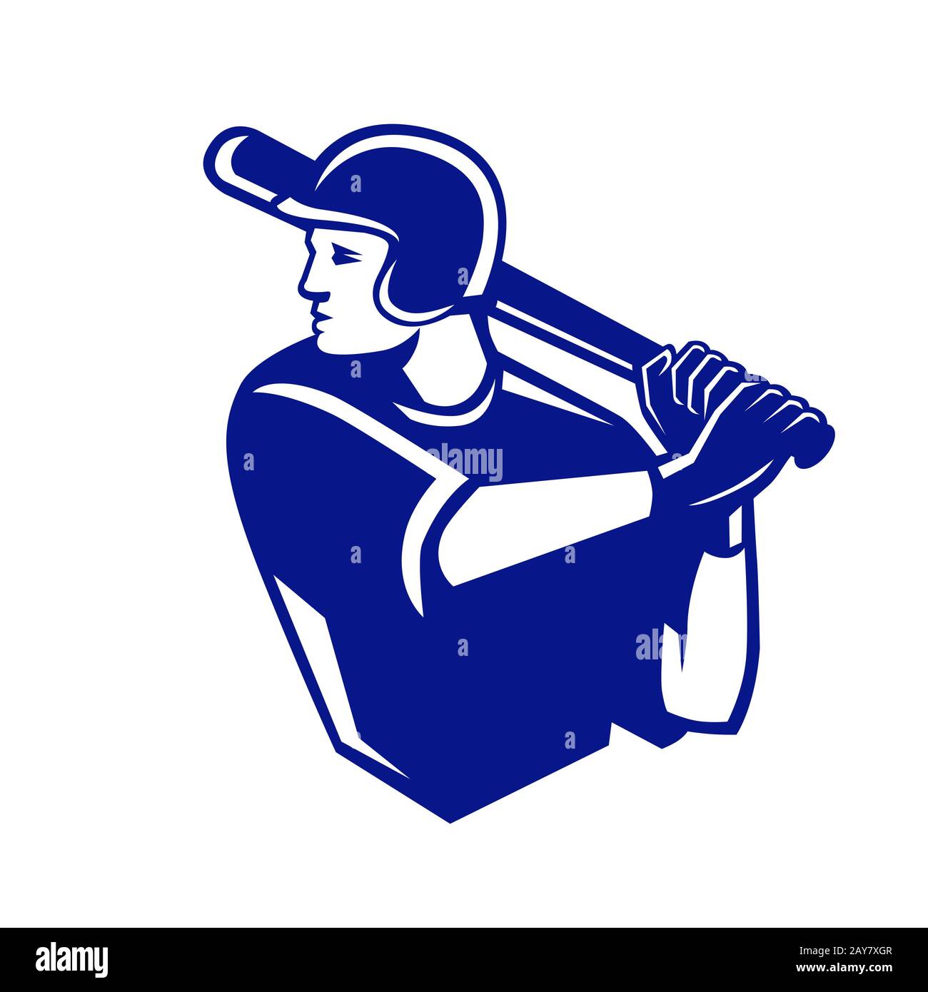 American Baseball Player Batting Side Retro Stock Photo - Alamy