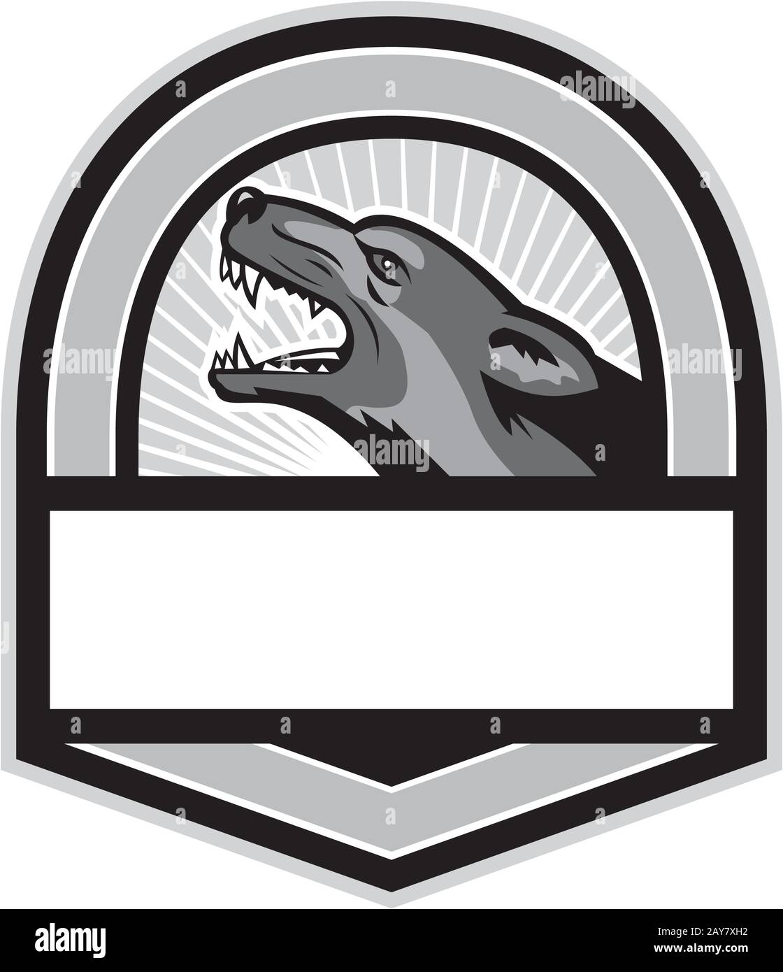 German Shepherd Head Angry Crest Retro Stock Photo - Alamy