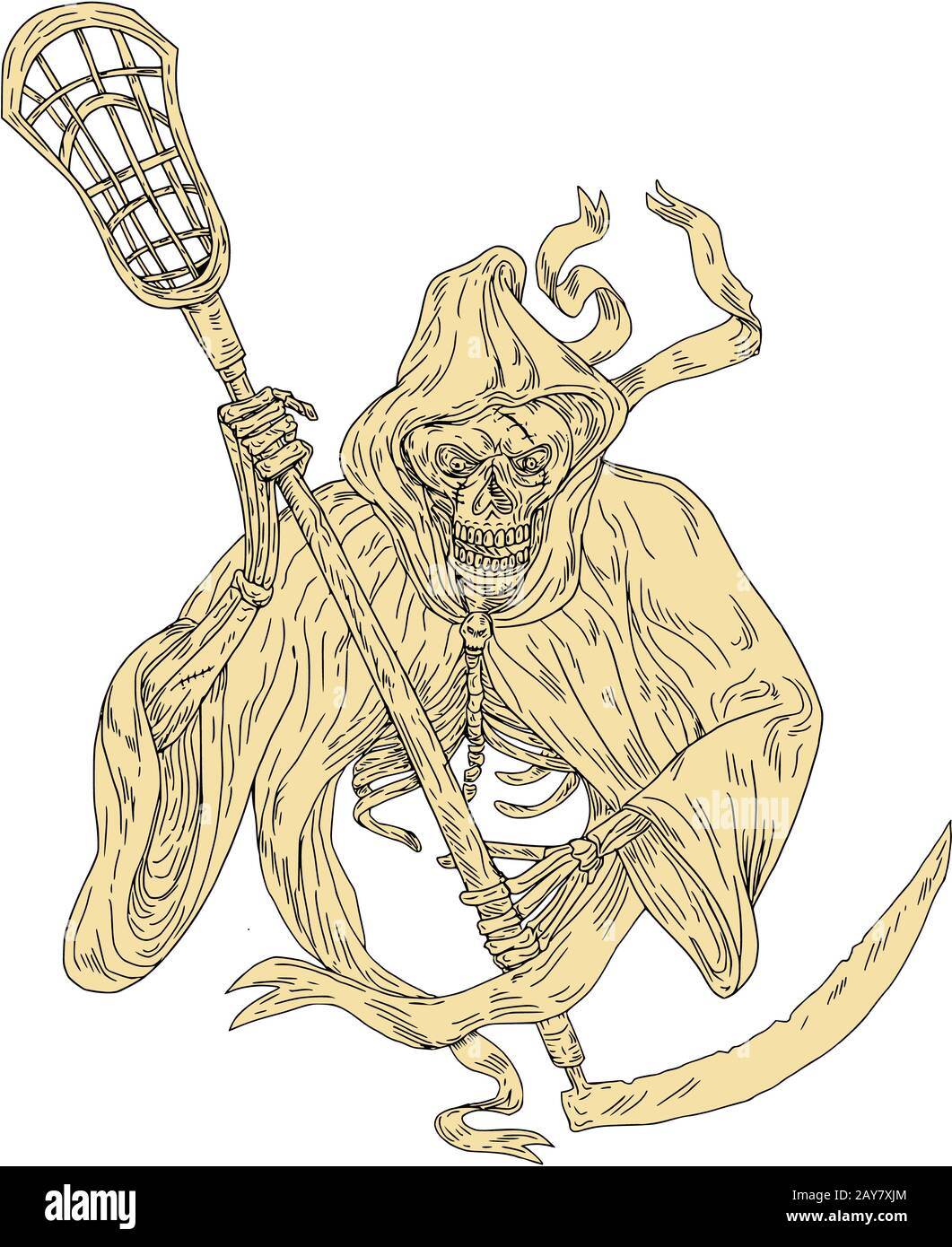 Grim Reaper Lacrosse Stick Drawing Stock Photo - Alamy