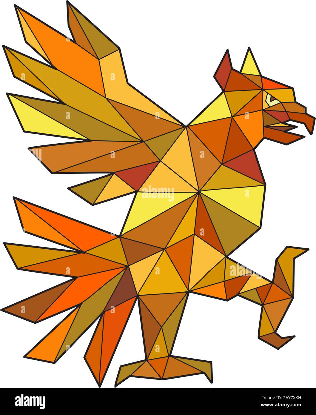 Cuauhtli Glifo Eagle Fighting Stance Low Polygon Stock Photo - Alamy