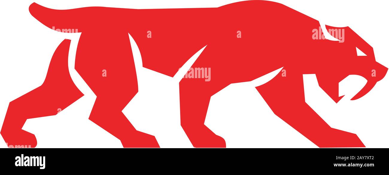 Saber Tooth Tiger Cat Silhouette Retro Stock Photo - Alamy