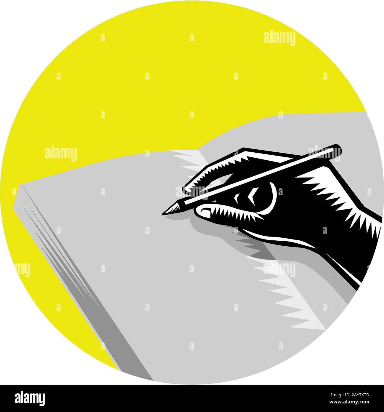 Hand Writing Journal Circle Woodcut Stock Photo - Alamy