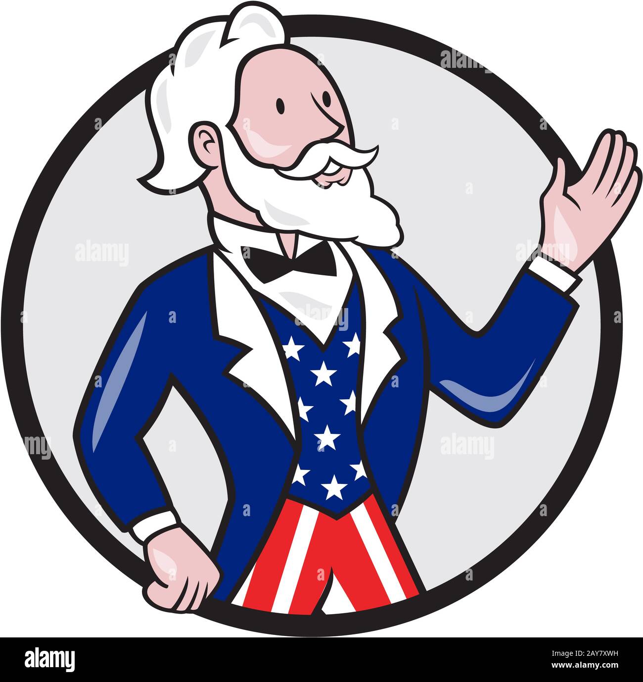 Uncle Sam American Waving Hand Circle Cartoon Stock Photo - Alamy