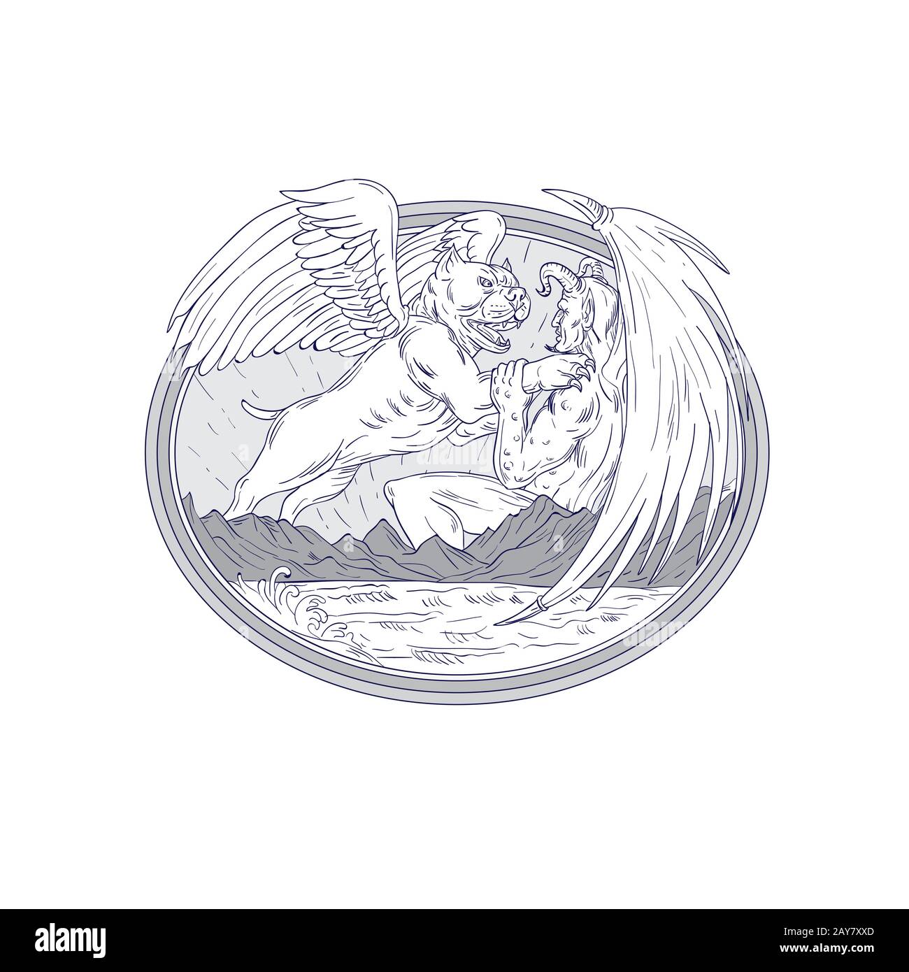 Angel Fighting Demon Drawing