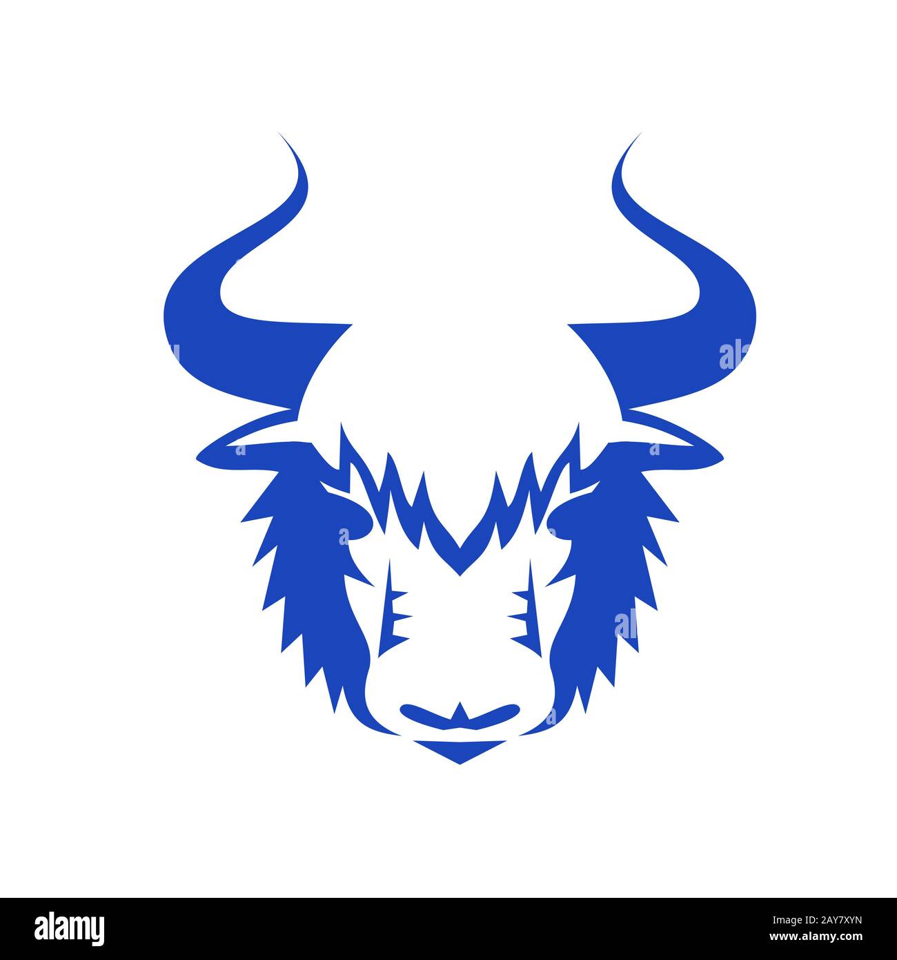 Yak Head Front Retro Stock Photo - Alamy
