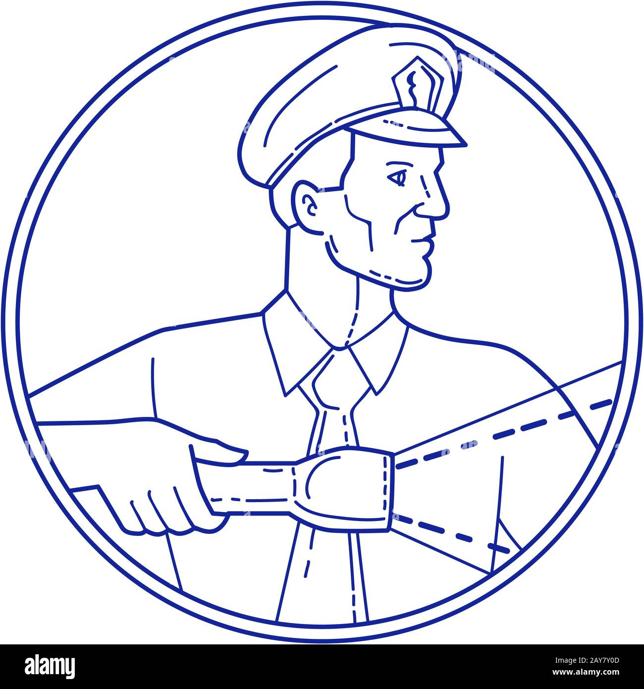 Security Guard Flashlight Circle Mono Line Stock Photo - Alamy