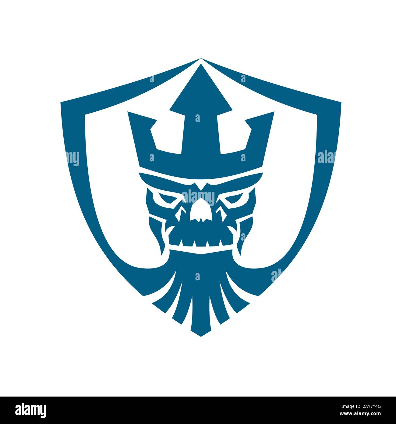 Neptune Skull Trident Crown Crest Icon Stock Photo - Alamy