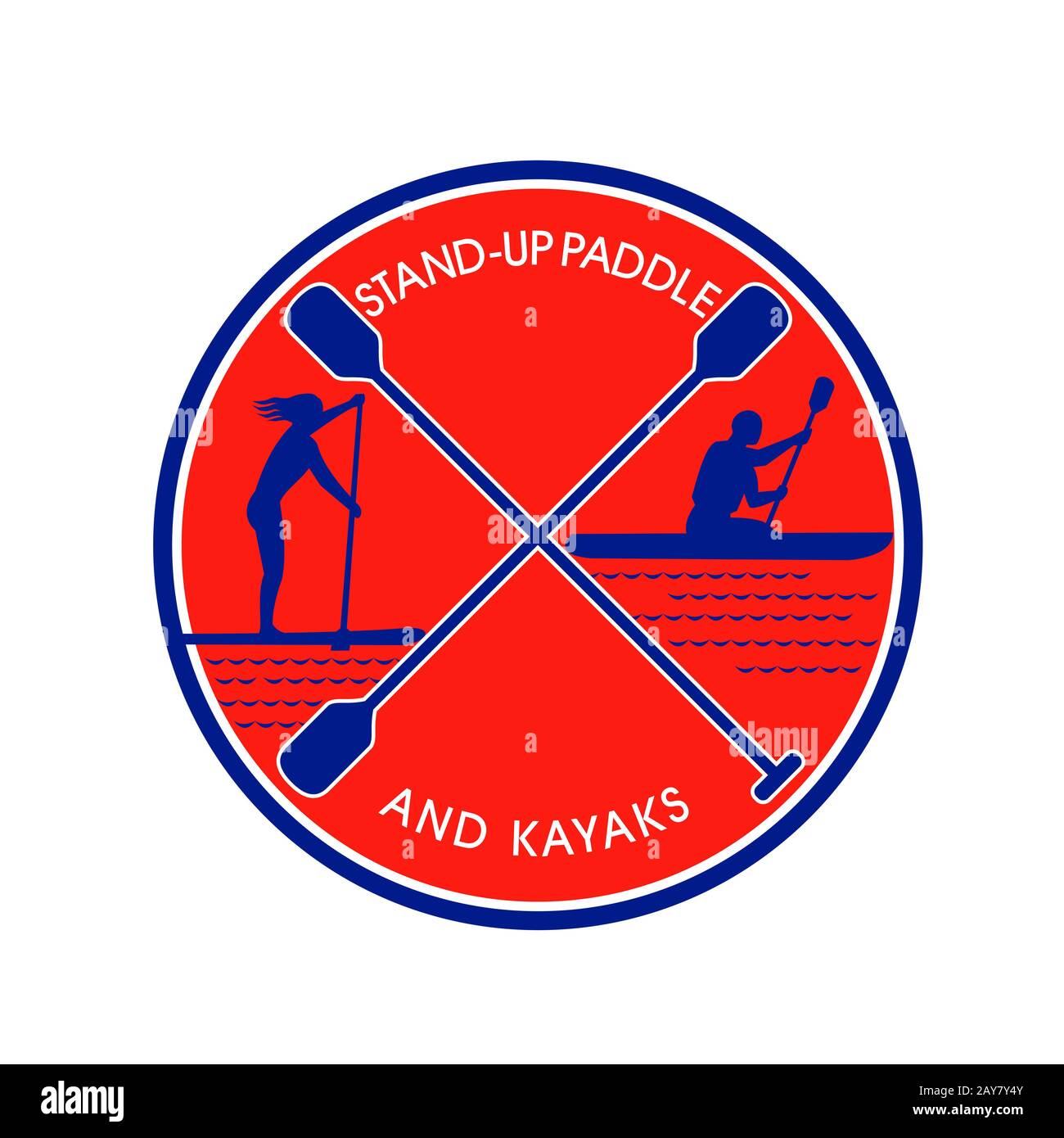 Stand-up Paddle and Kayak Circle Retro Stock Photo - Alamy