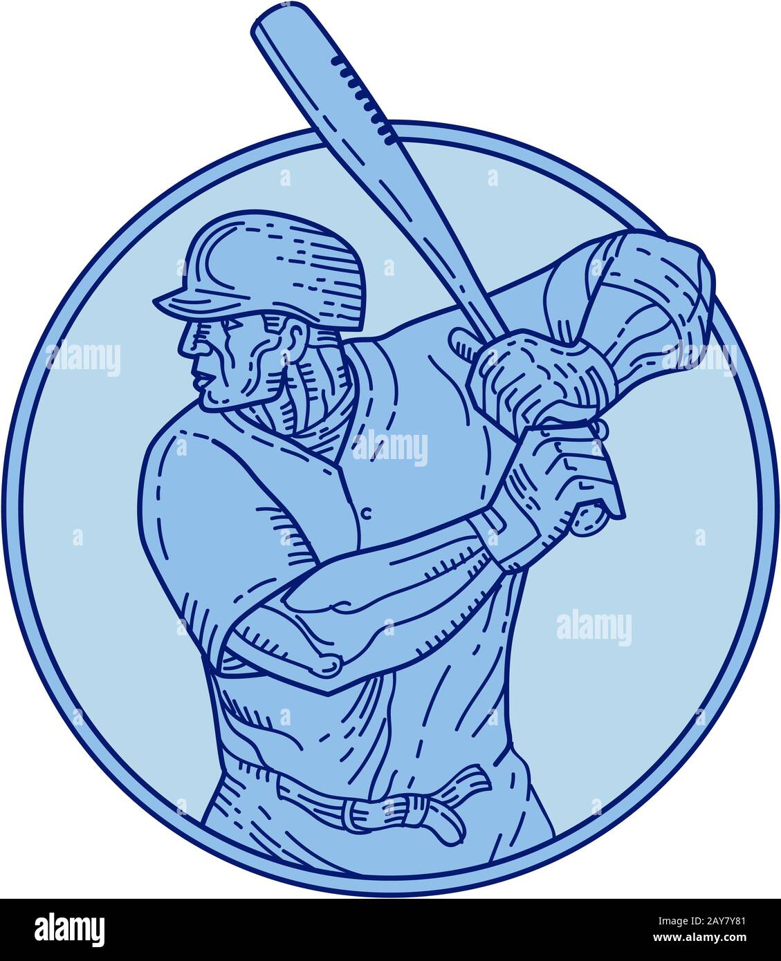 Baseball Player Batter Batting Circle Mono Line Stock Photo - Alamy
