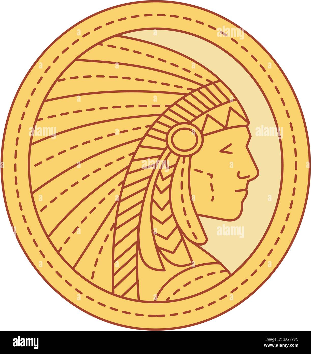 Native American Indian Chief Warrior Mono Line Stock Photo - Alamy