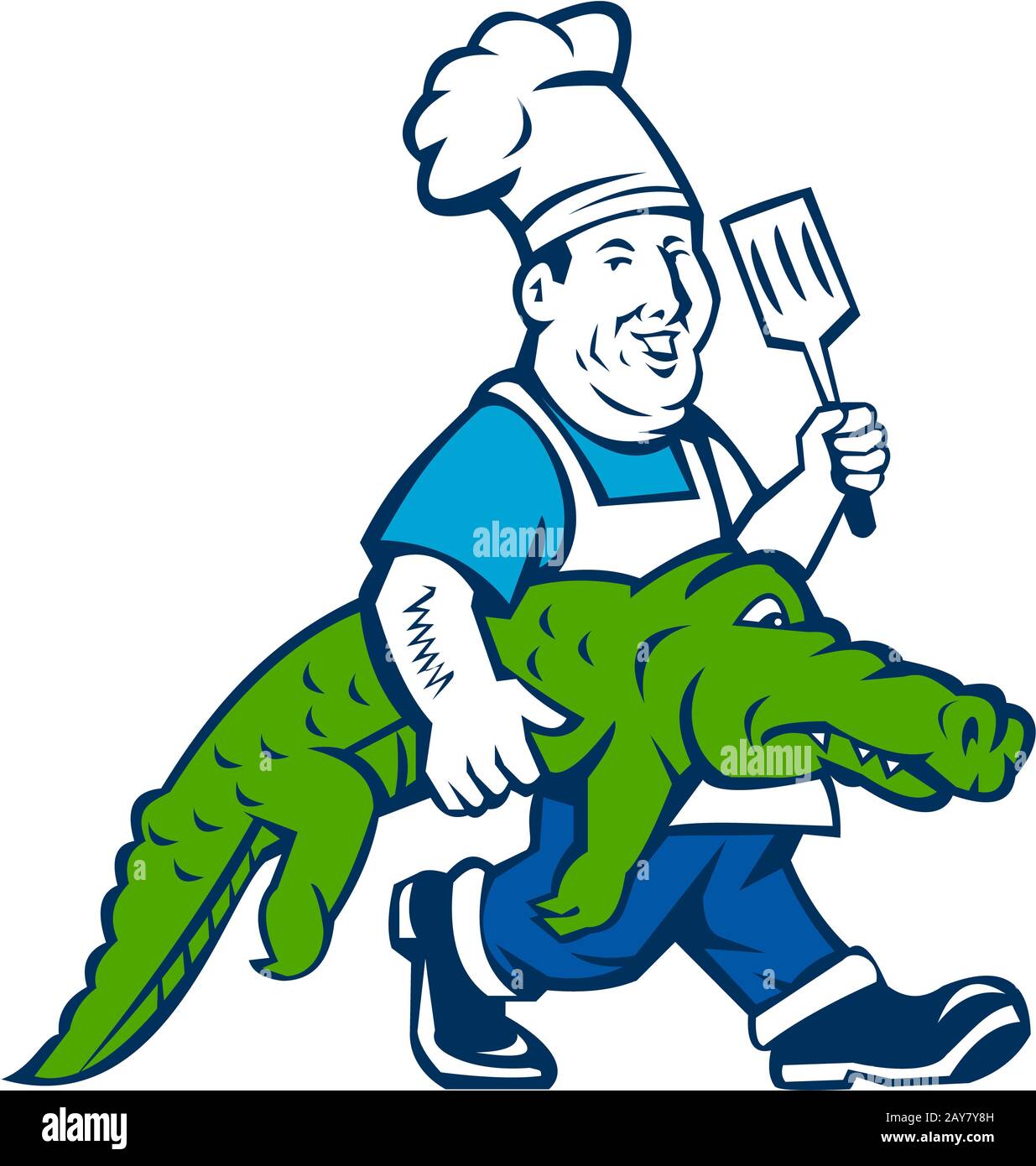 Chef Alligator Spatula Walking Cartoon Stock Photo - Alamy