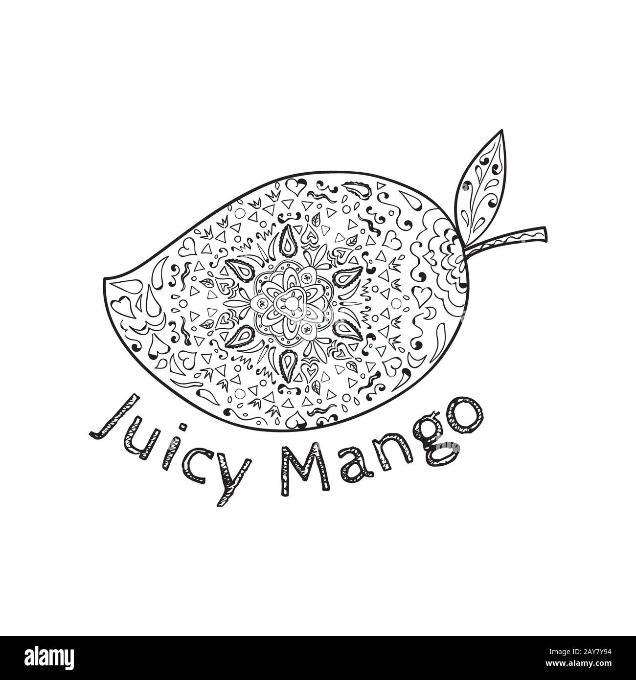 Juicy Mango Black and White Mandala Stock Photo - Alamy