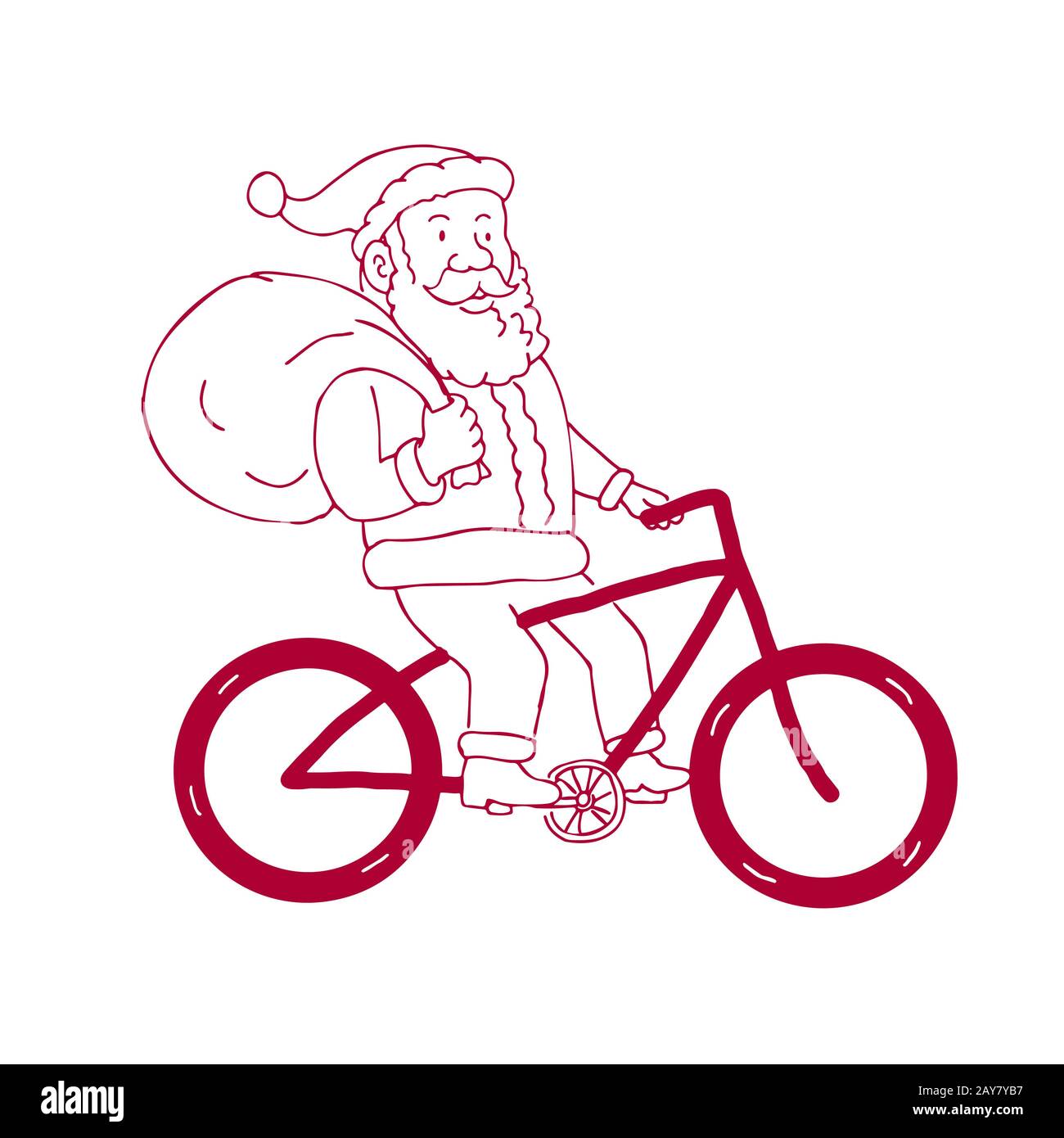 Santa Claus Riding Bicycle Side Cartoon Stock Photo - Alamy