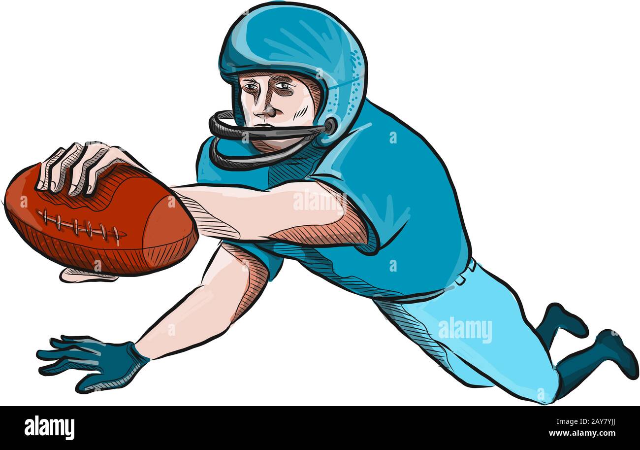 American Football Player Touchdown Drawing Stock Photo - Alamy