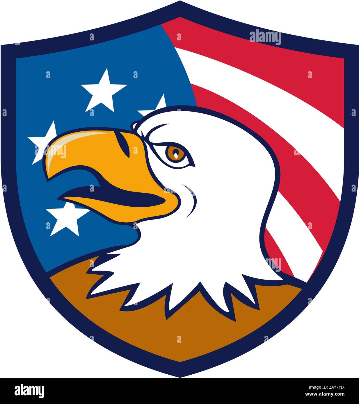 Bald Eagle Smiling USA Flag Crest Cartoon Stock Photo - Alamy