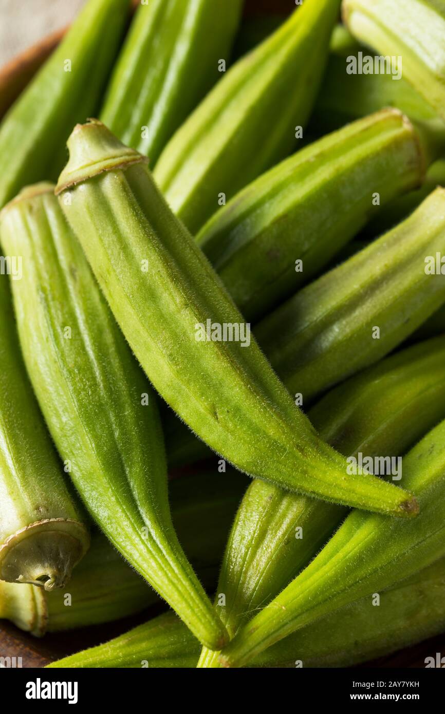 Raw Green Organic Okra Pods in a Bunch Stock Photo - Alamy
