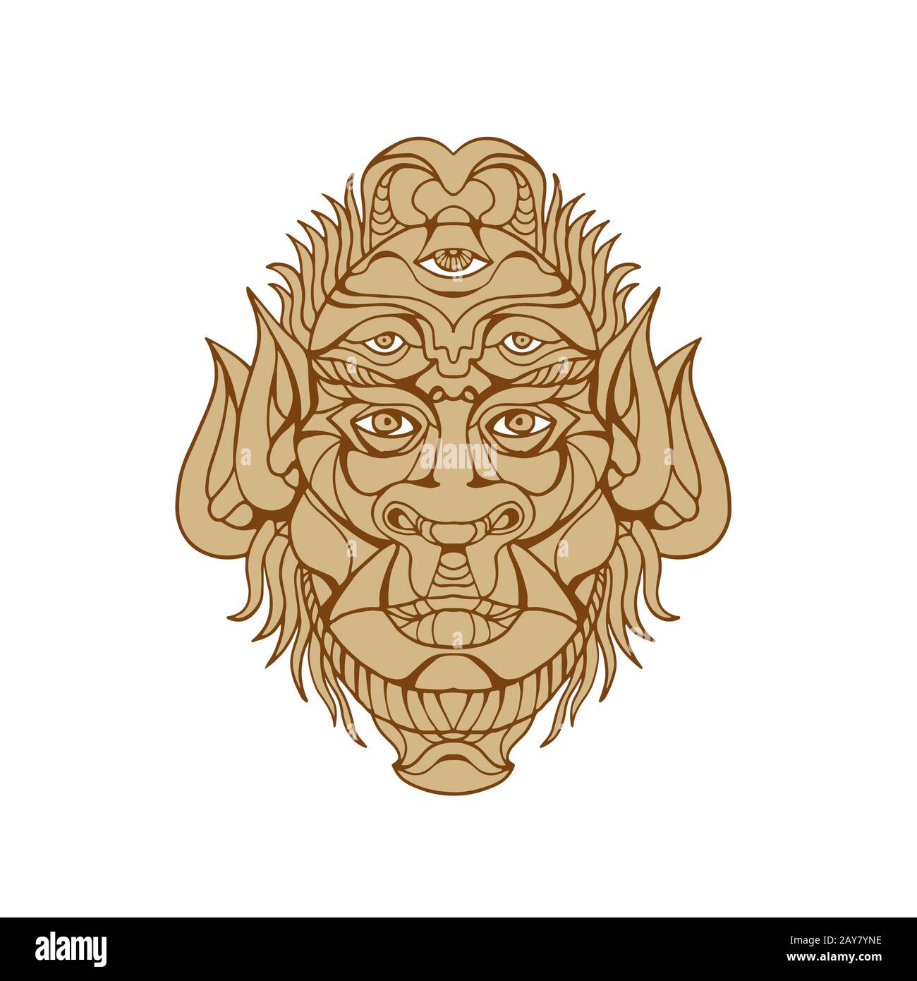 Five-eyed Monster Head Drawing Stock Photo - Alamy