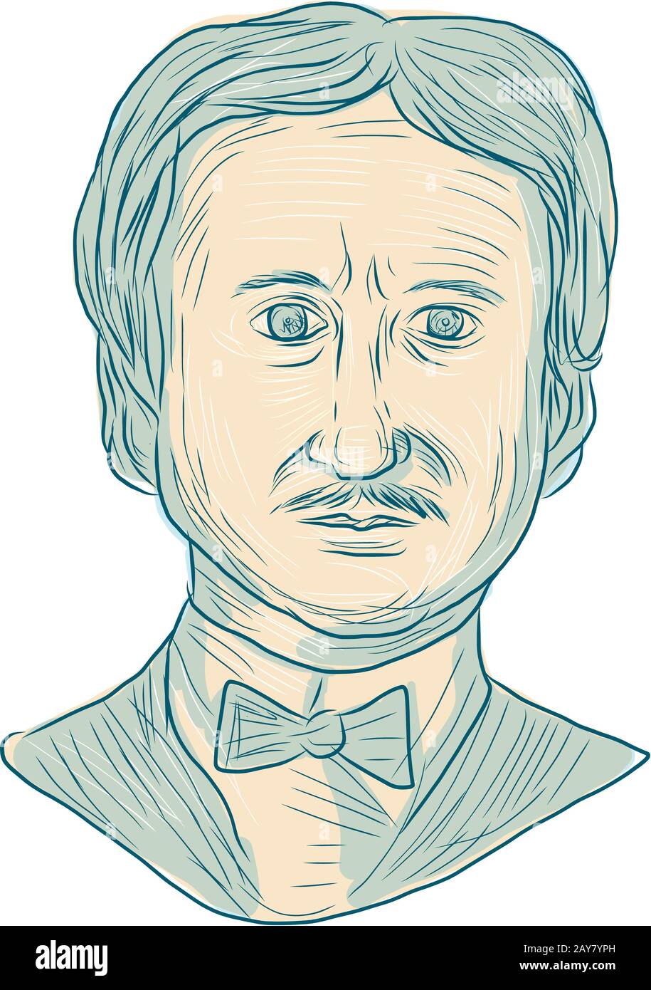 Edgar Allan Poe Writer Drawing Stock Photo - Alamy