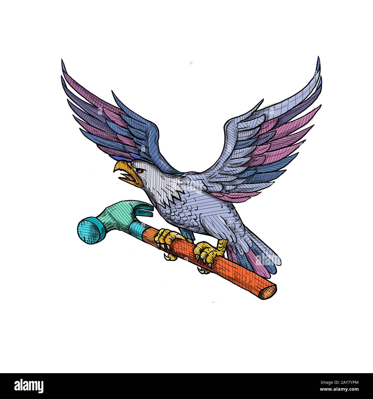 Eagle Clutching Hammer Mandala Stock Photo - Alamy