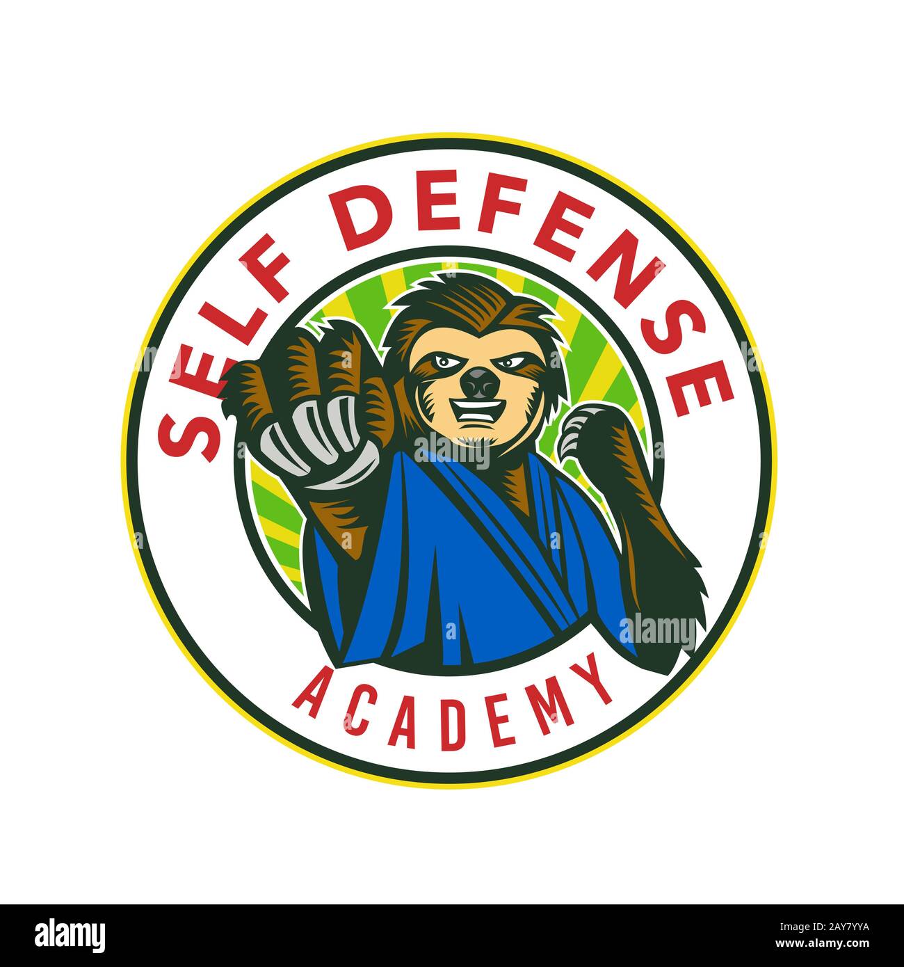 Sloth Karate Self Defense Badge Stock Photo - Alamy