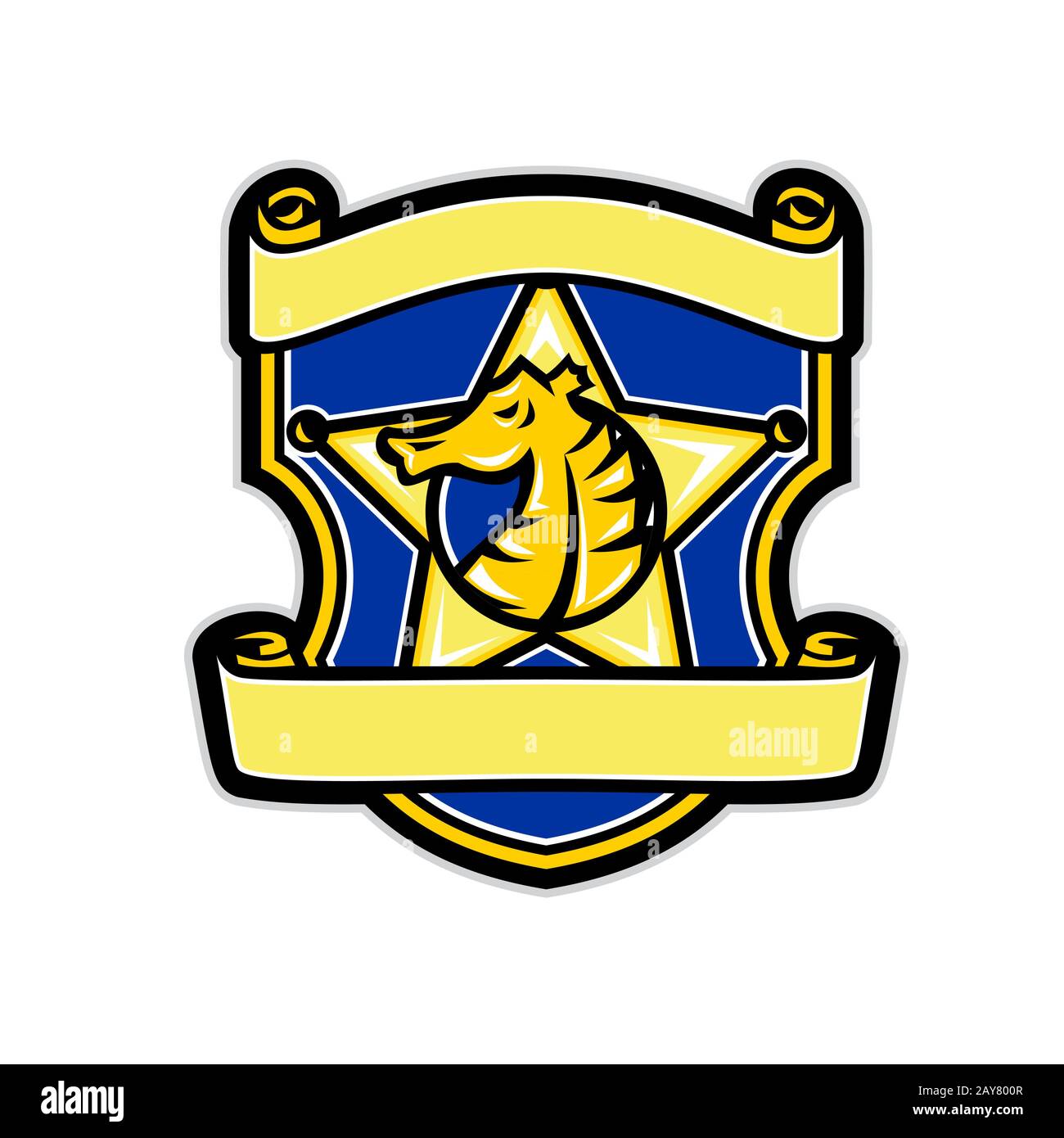 Seahorse Star Badge Retro Stock Photo - Alamy