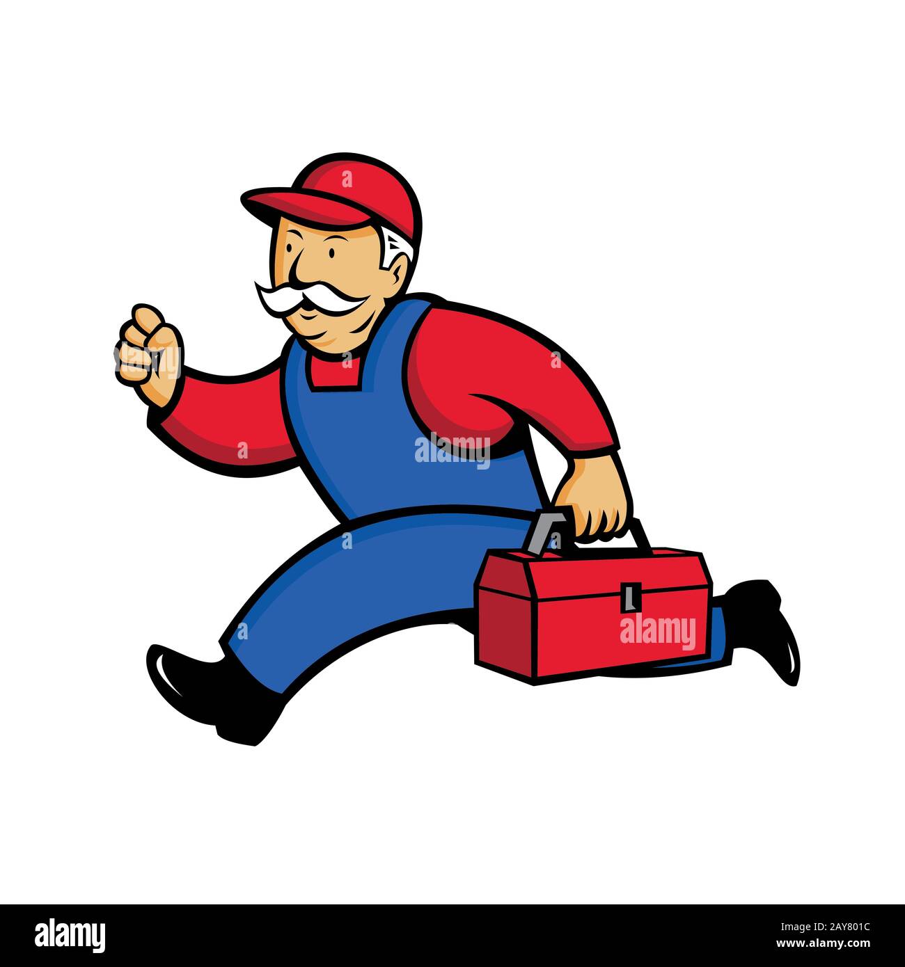 Aircon Technician Running Cartoon Stock Photo - Alamy