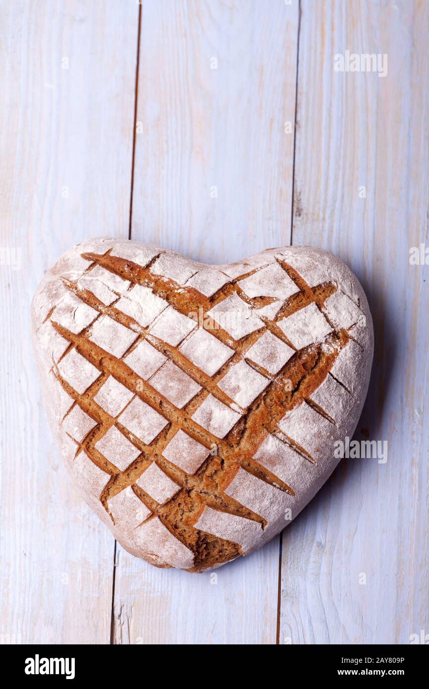 heart-shaped homemade rye bread Stock Photo - Alamy