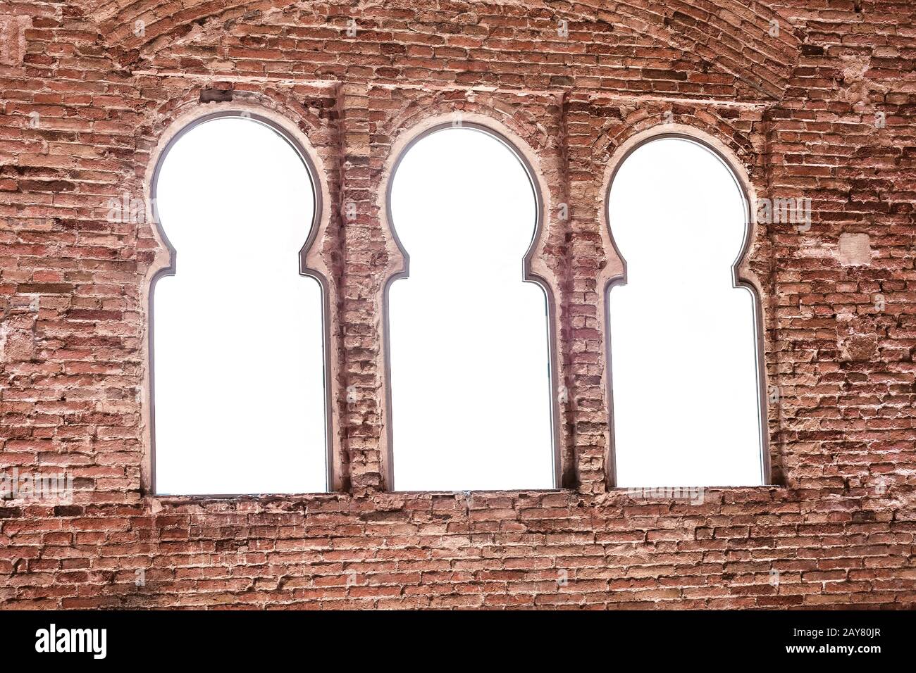 Brick castle window as isolated frame Stock Photo - Alamy