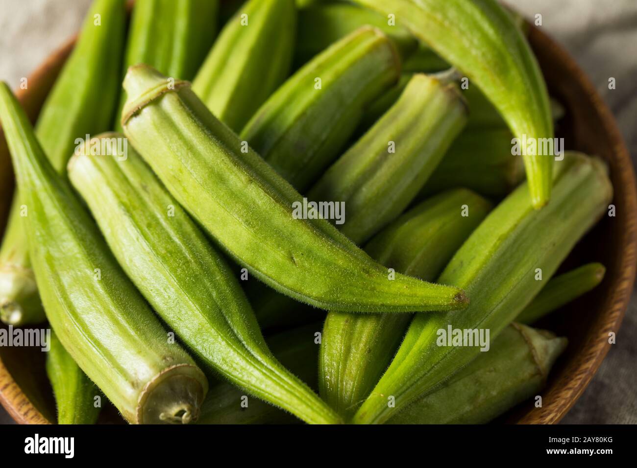 Raw Green Organic Okra Pods in a Bunch Stock Photo - Alamy