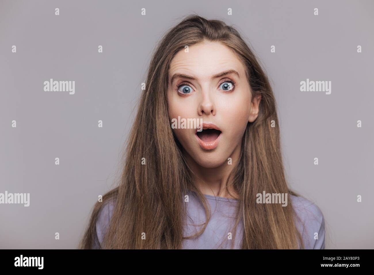 People And Surprisment Concept Attractive Beautiful Amazed Young