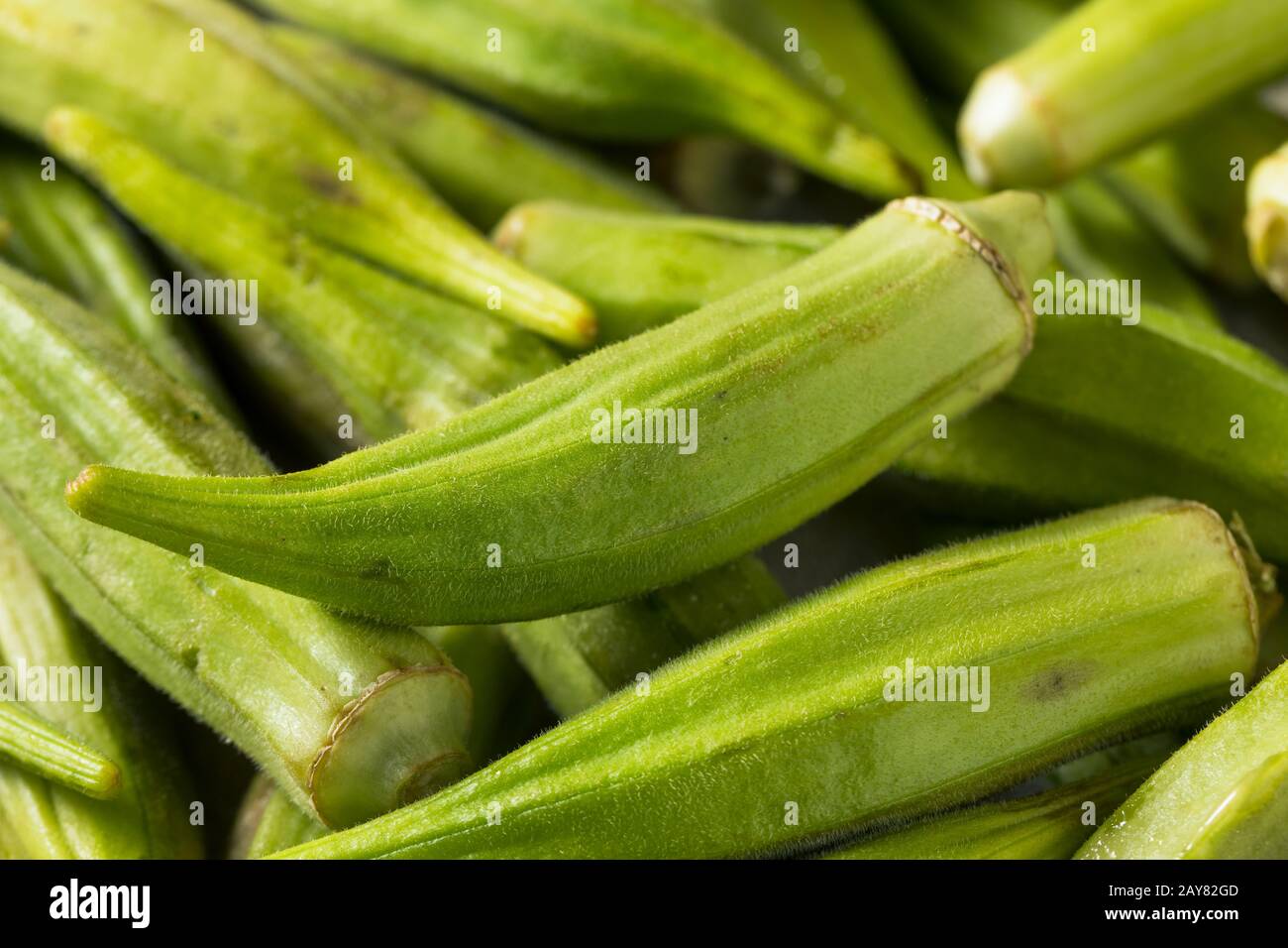 Raw Green Organic Okra Pods in a Bunch Stock Photo - Alamy