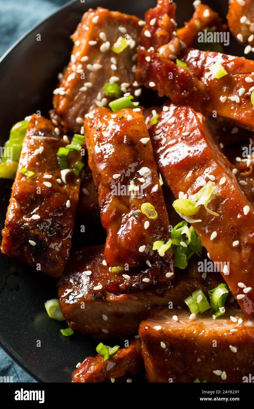 Homemade Chinese BBQ Pork Ribs with Rice Stock Photo - Alamy