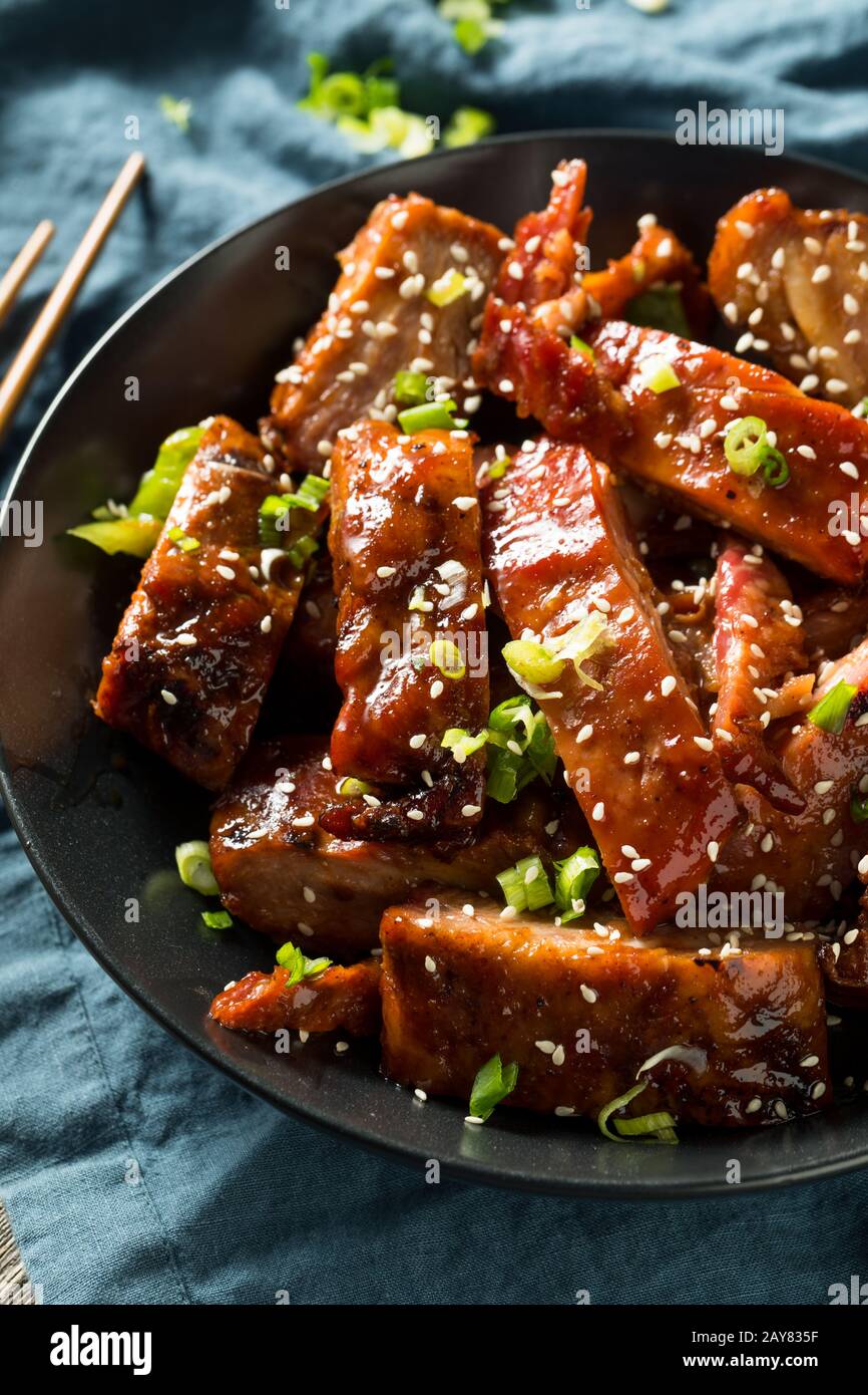 Homemade Chinese BBQ Pork Ribs with Rice Stock Photo - Alamy