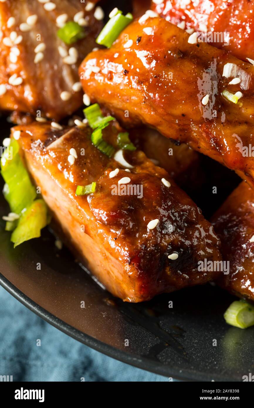 Homemade Chinese BBQ Pork Ribs with Rice Stock Photo - Alamy
